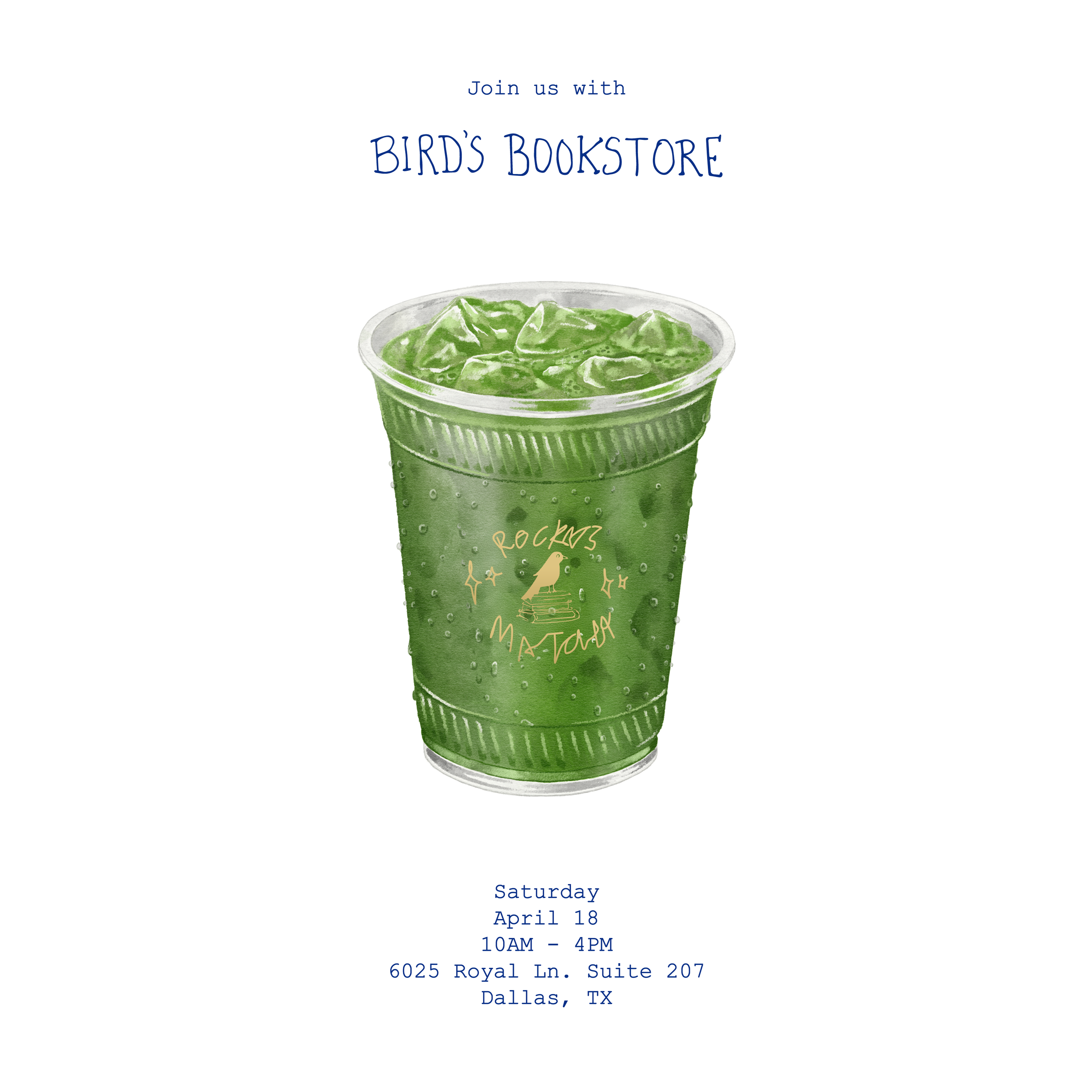 rocky's matcha + Bird's Bookstore